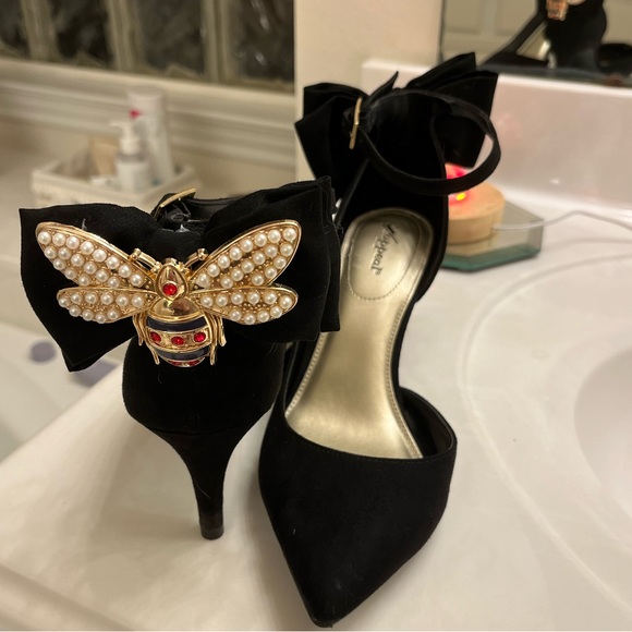 unbranded | Shoes | Designer Inspired Ankle Strap Bee Bow Back Heels ...